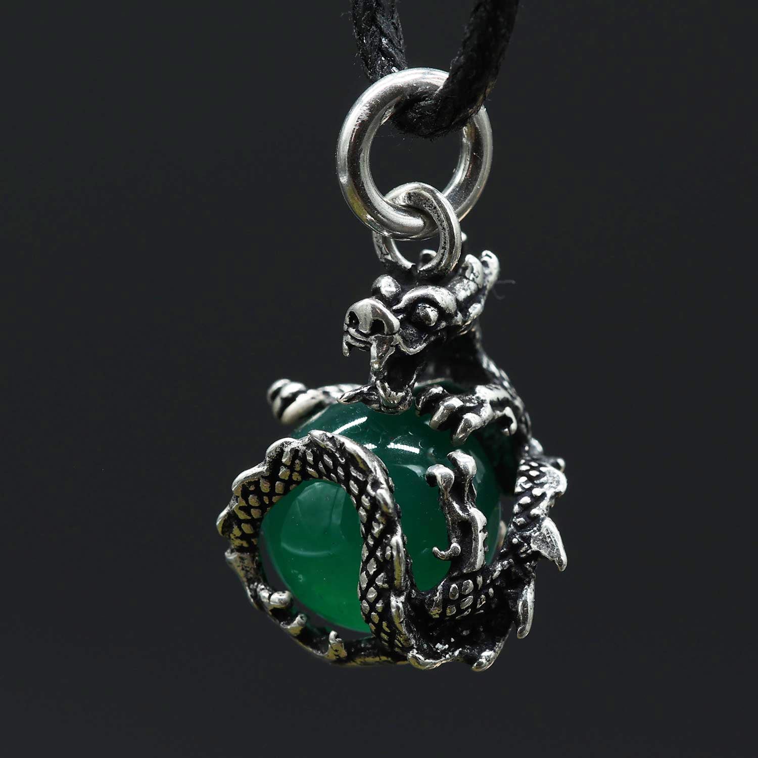 Drache Schmuck mit Kugel drehbar 925 Silber Anhänger